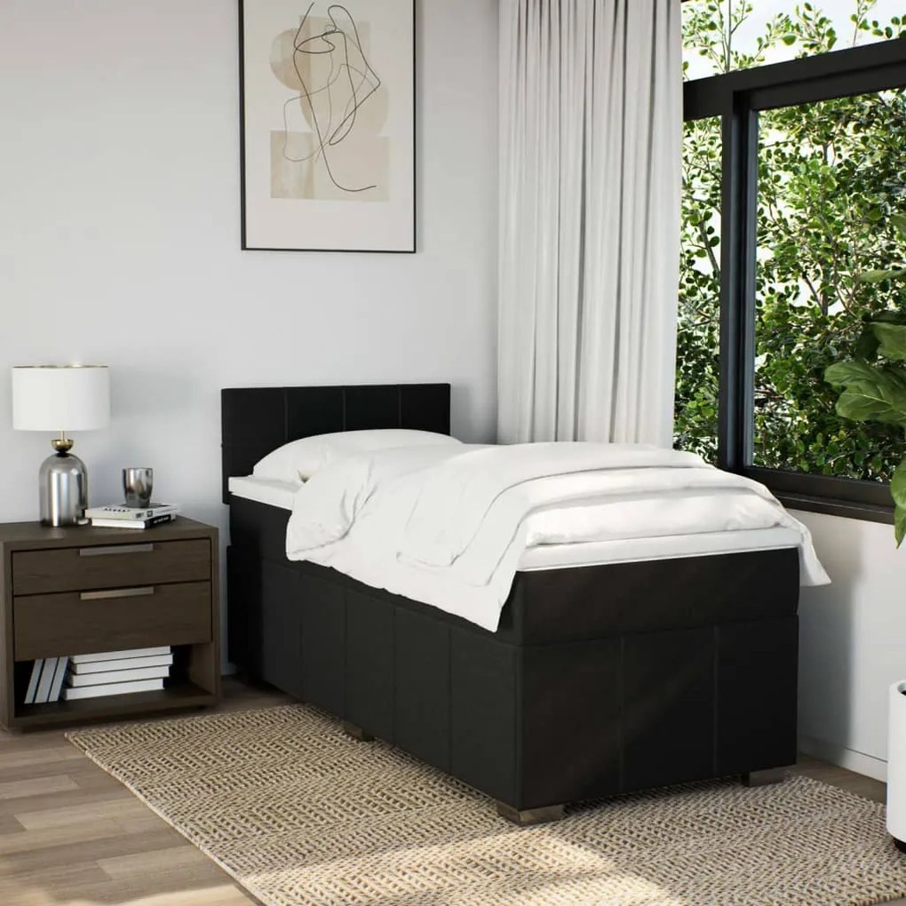 Box spring postel s matrací černá 90x200 cm textil 3286953