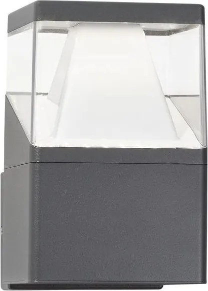 NV 813101 Venkovní nástěnné svítidlo LOCK hliník tmavě šedá bílý a čirý akrylový difuzor LED 12W 220-240V 45st. IP54 3000K nebo 4000K - NOVA LUCE