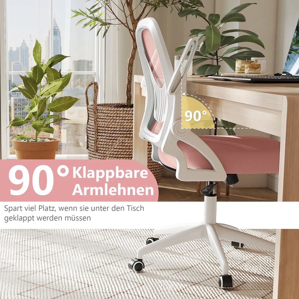 Costway Ergonomická kancelářská židle se sklopnými područkami a houpacím stolem