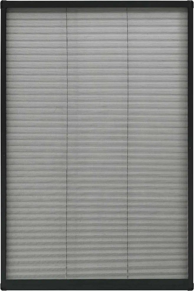 Plisovaná okenní síť proti hmyzu hliník antracitová 80 x 160 cm 148668