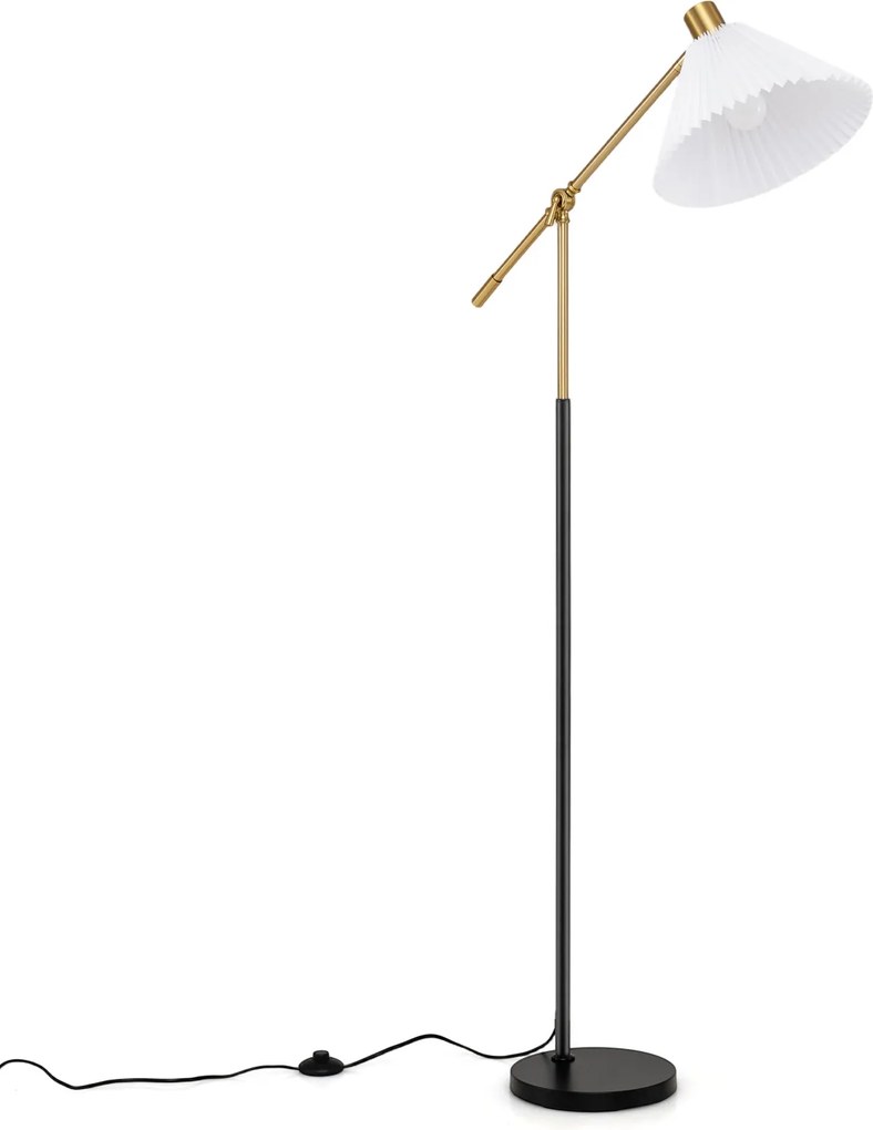 Costway Stojací lampa výškově nastavitelná stojací lampa s nastavitelným úhlem