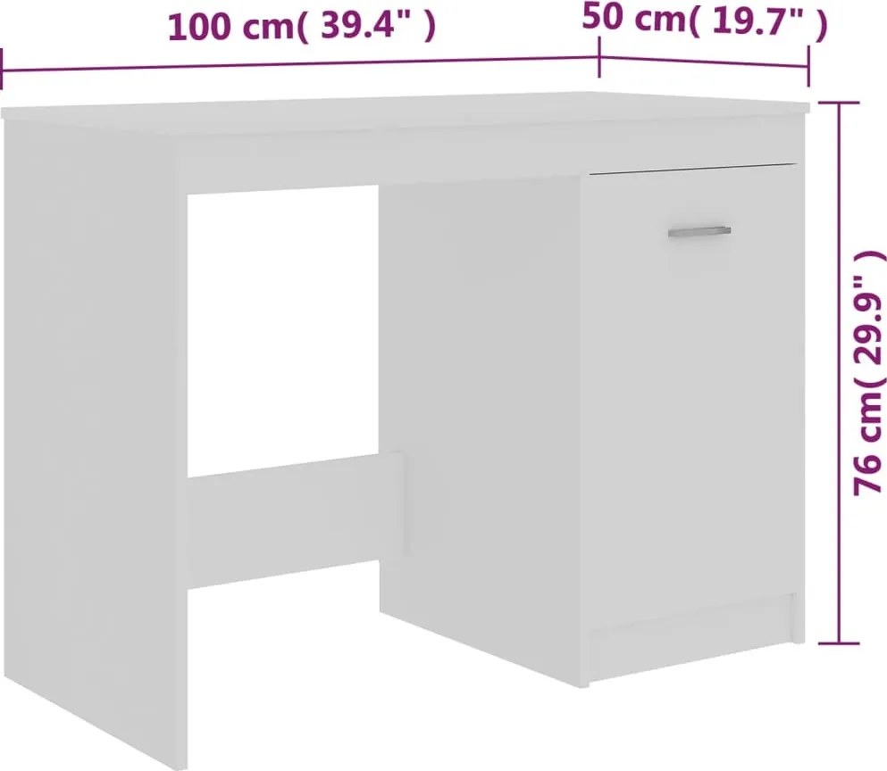 vidaXL Psací stůl 100 x 50 x 76 cm dřevotříska [801796] Barva: Betonová šedá