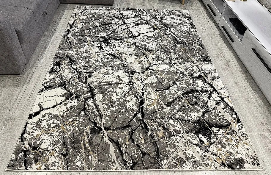 HU Vícebarevný moderní koberec Glamour 25226-Siyach Rozměr: 60x110 cm