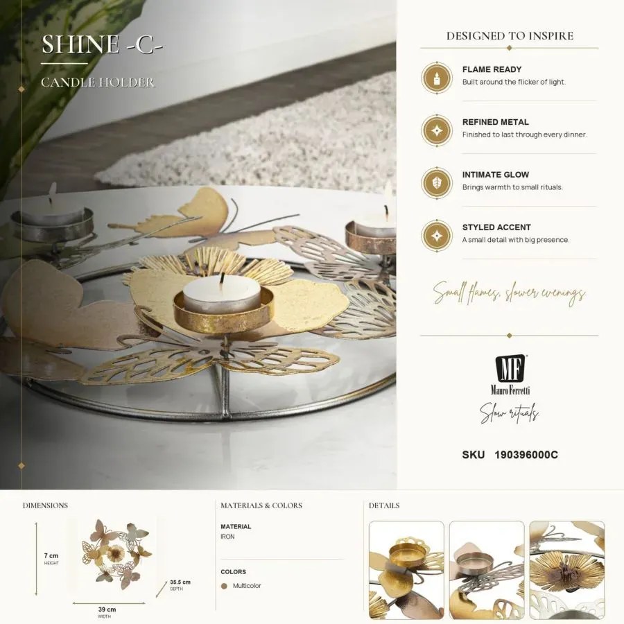 Kovový svícen Shiny 39 cm vícebarevný