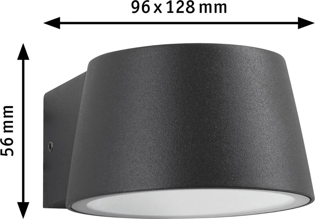 P 94713 AKCE - LED venkovní nástěnné svítidlo Capea neláká hmyz IP44 96x128mm 2200K 6W 230V 98° černá hliník - PAULMANN