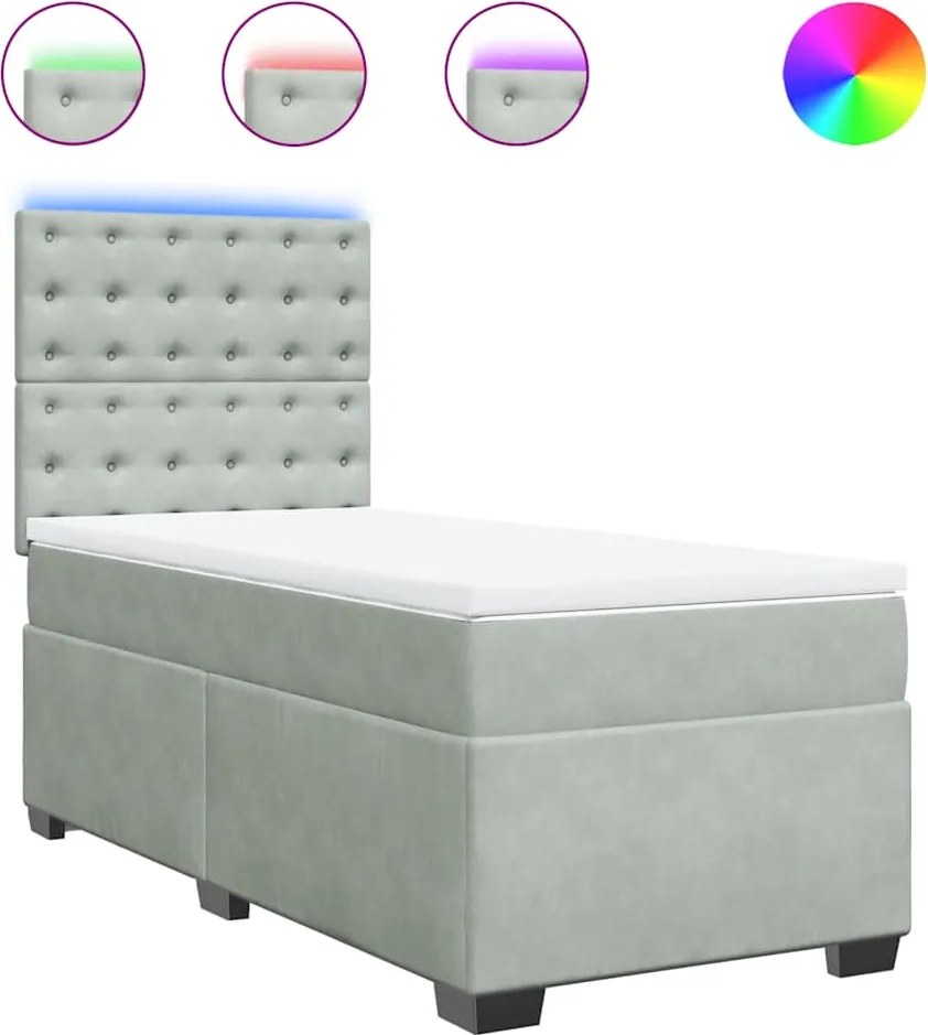 Box spring postel s matrací světle šedá 90x200 cm samet 3293122