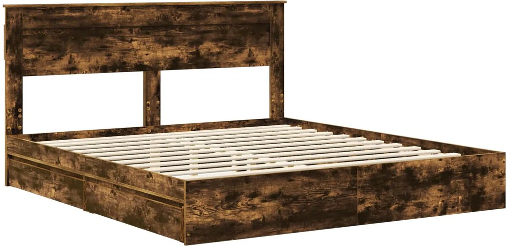 Postel s úložným prostorem se zásuvkou Kouřový dub 180 x 200 cm 3409896
