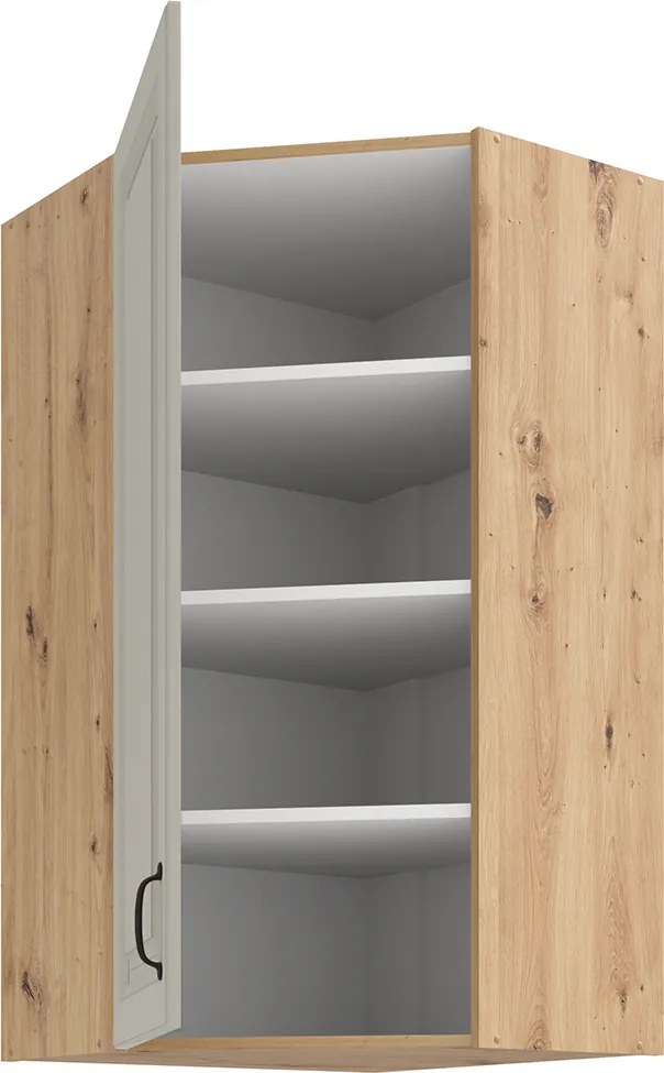 STILO ac | horní skříňka 60x60 GN-108 1F (45°) rohová s policemi | EXTRA VYSOKÁ | UNI dvířka | artisan/světle šedá