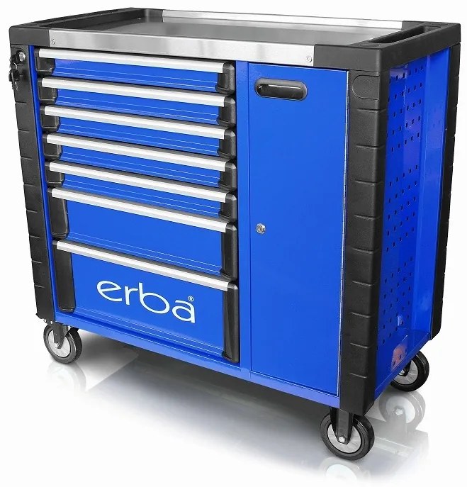 Dílenský vozík 7 uzamykatelných zásuvek a skříňka, bez nářadí ERBA ER-14223