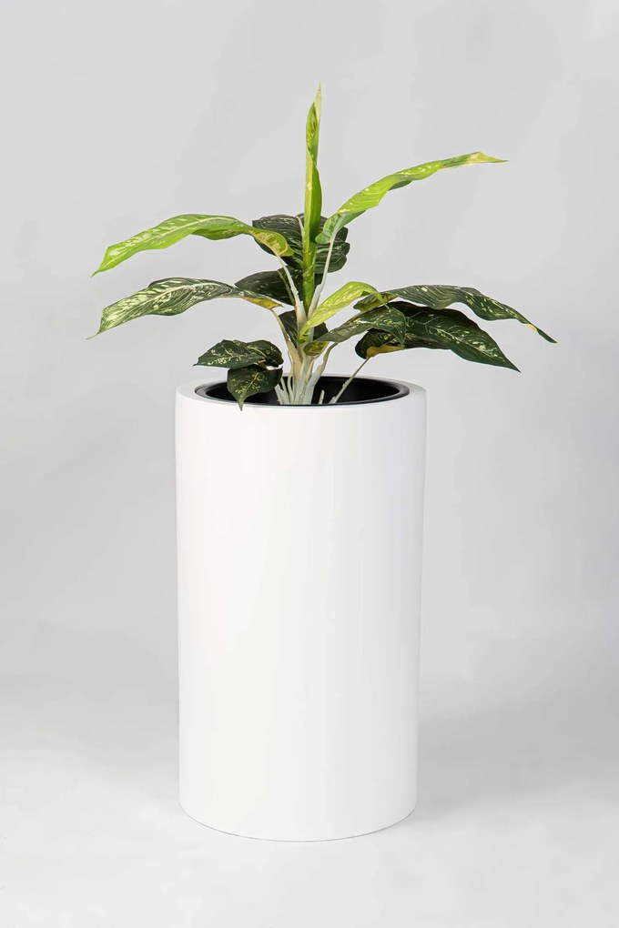 Kulatý květináč ESTRA, výška 60 cm, bílý mat