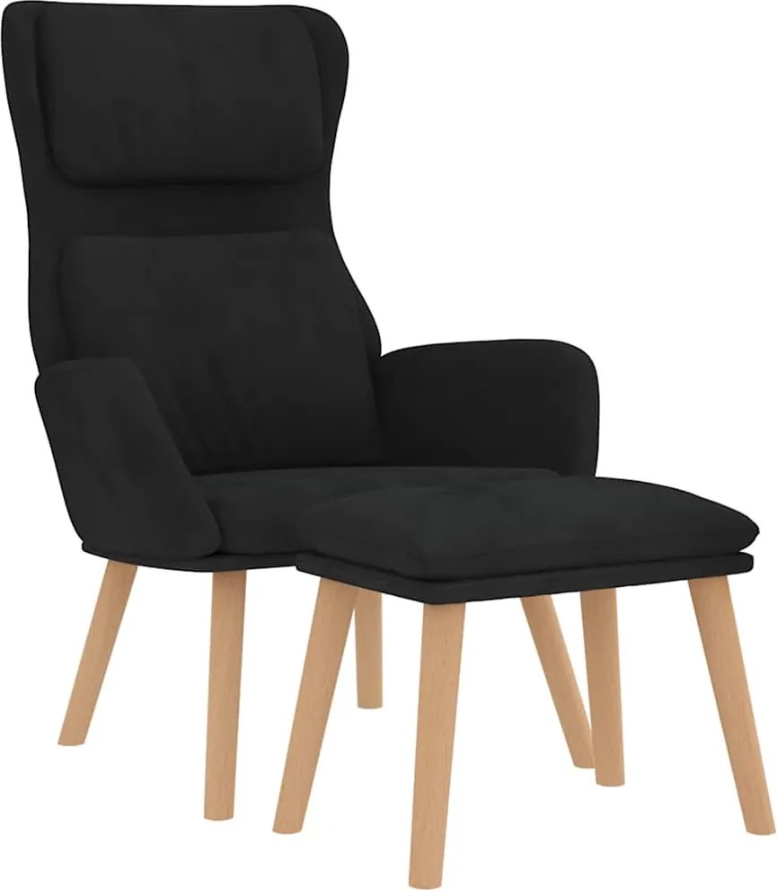 Relaxační křeslo se stoličkou černé samet 3097826