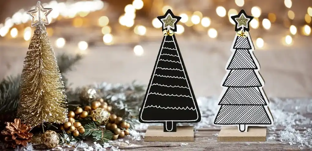 Dřevěná dekorace vánoční stromeček černá | BIANO