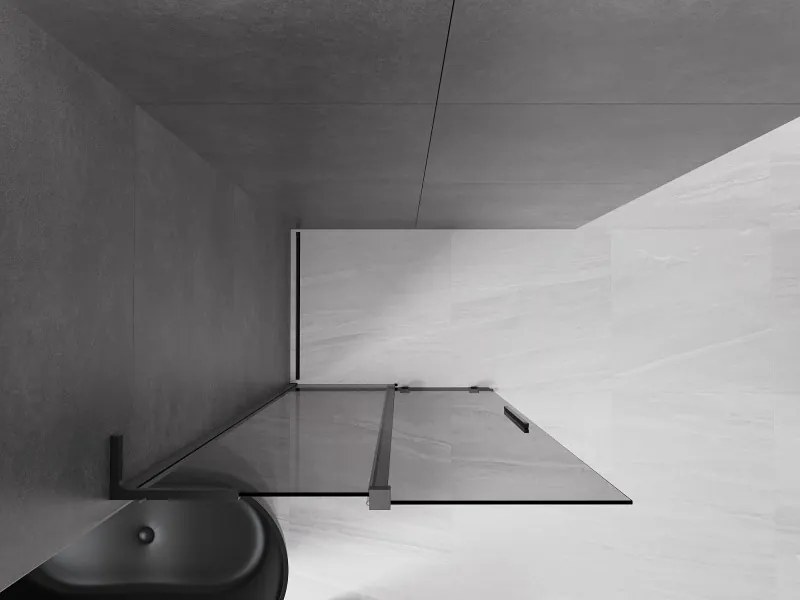 Mexen Velar L, posuvná sprchová zástěna Walk-in 100 x 200 cm, 8mm šedé sklo, černá matná, 871-100-003-43-70