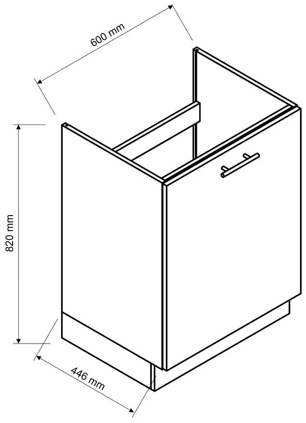 D60ZL d. skříňka 1-dveřová pod dřez CARLO šedá grafit/artisan