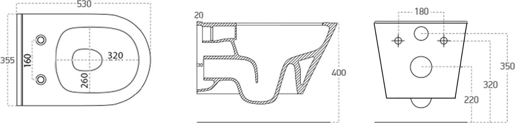 Sapho AVVA závěsná WC mísa s bidet. sprškou, Rimless, 35,5x53 cm, bílá 100312
