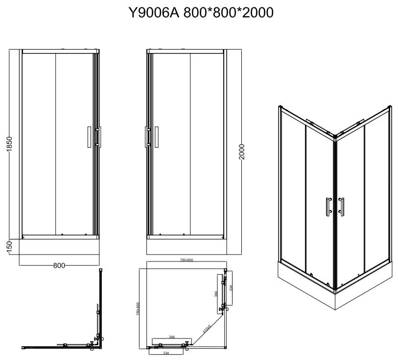 Savana Veduta Ula sprchový kout s vaničkou Rozměr koutu: 80x80cm