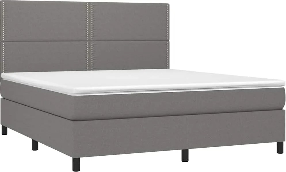 Box spring postel s matrací a LED tmavě šedá 180x200 cm textil 3134814