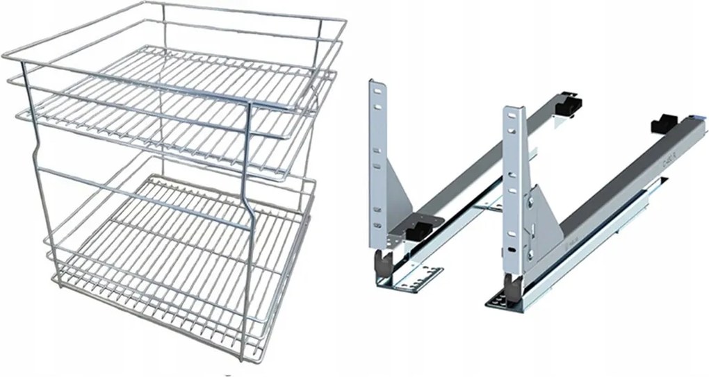 Koš do spodní skříňky Cargo 60 cm 600 Chrom 2p s tlumením dovírání Rejs s plným výsuvem