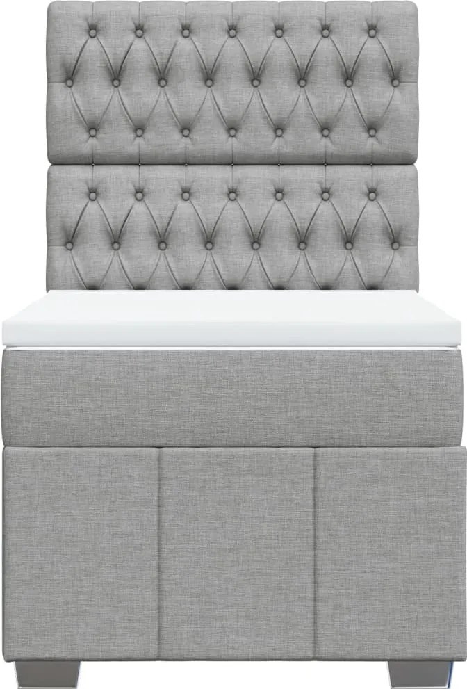 Box spring postel s matrací světle šedý 100 x 200 cm textil 3291586