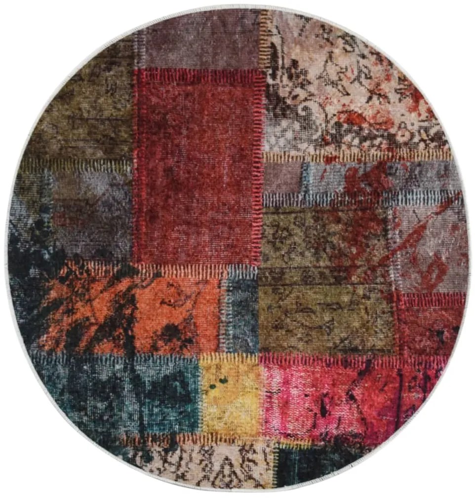 Koberec pratelný patchwork ⌀ 120 cm vícebarevný protiskluzový