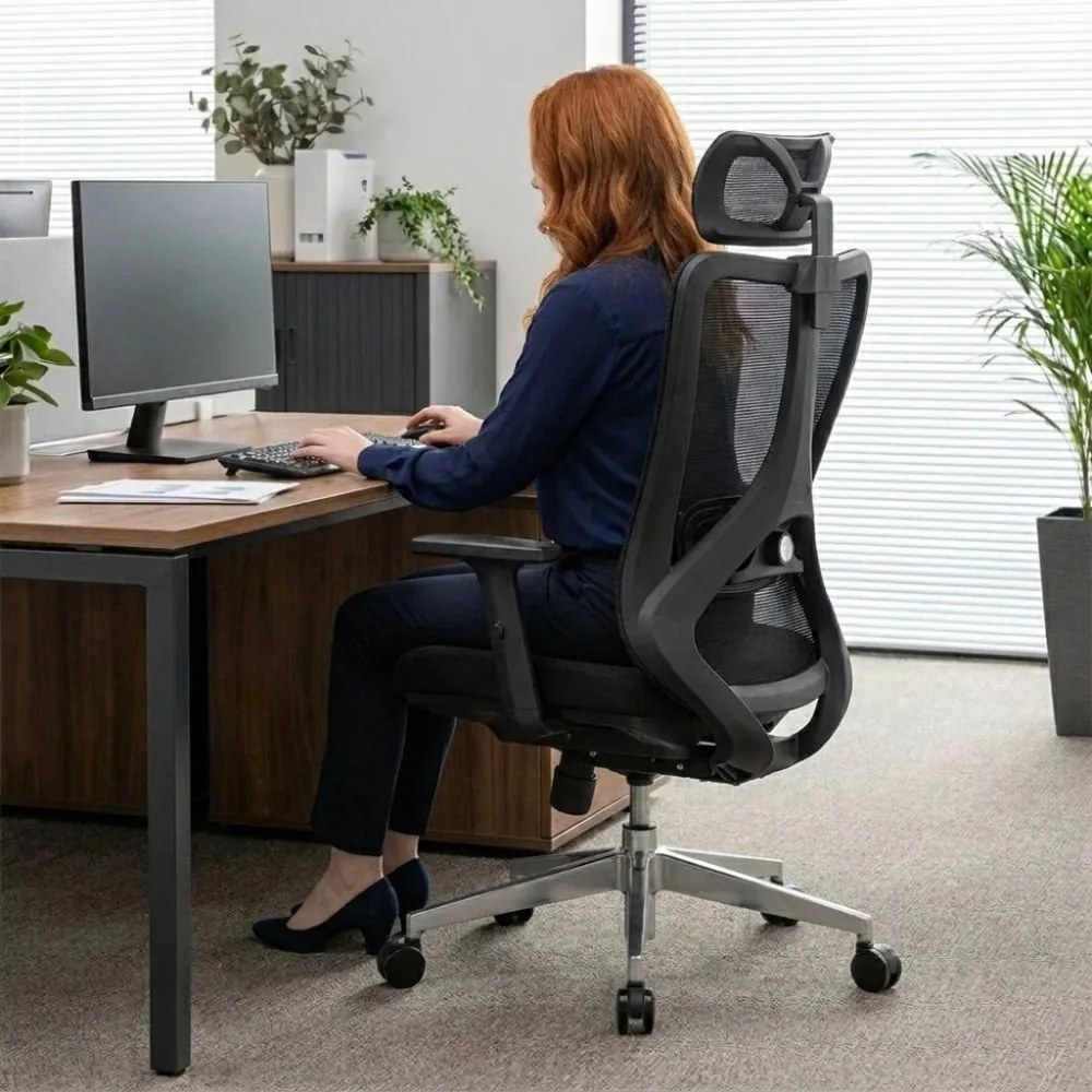 Kancelářská ergonomická židle Neoseat AMADORA — síť / látka, černá, nosnost 150 kg