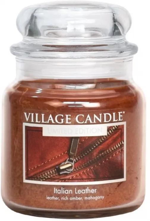Village Candle Vonná svíčka ve skle, Italská Kůže - Italian Leather, 16oz Premium