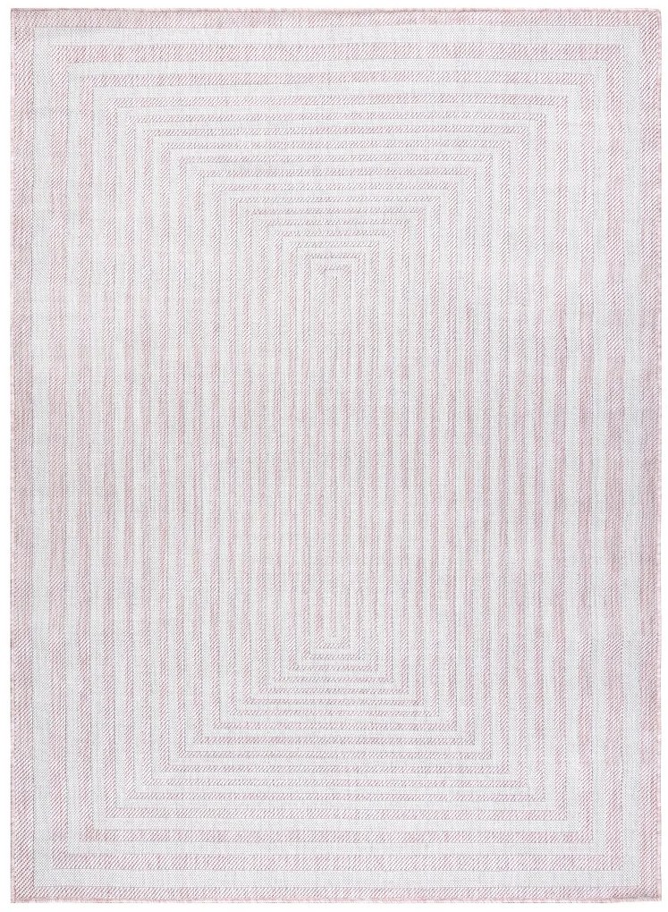 Dywany Łuszczów, Kusový koberec Sion Sisal Labirinth 22376 pink/ecru – na ven i na doma, 200x290, růžová, chodba / předsíň