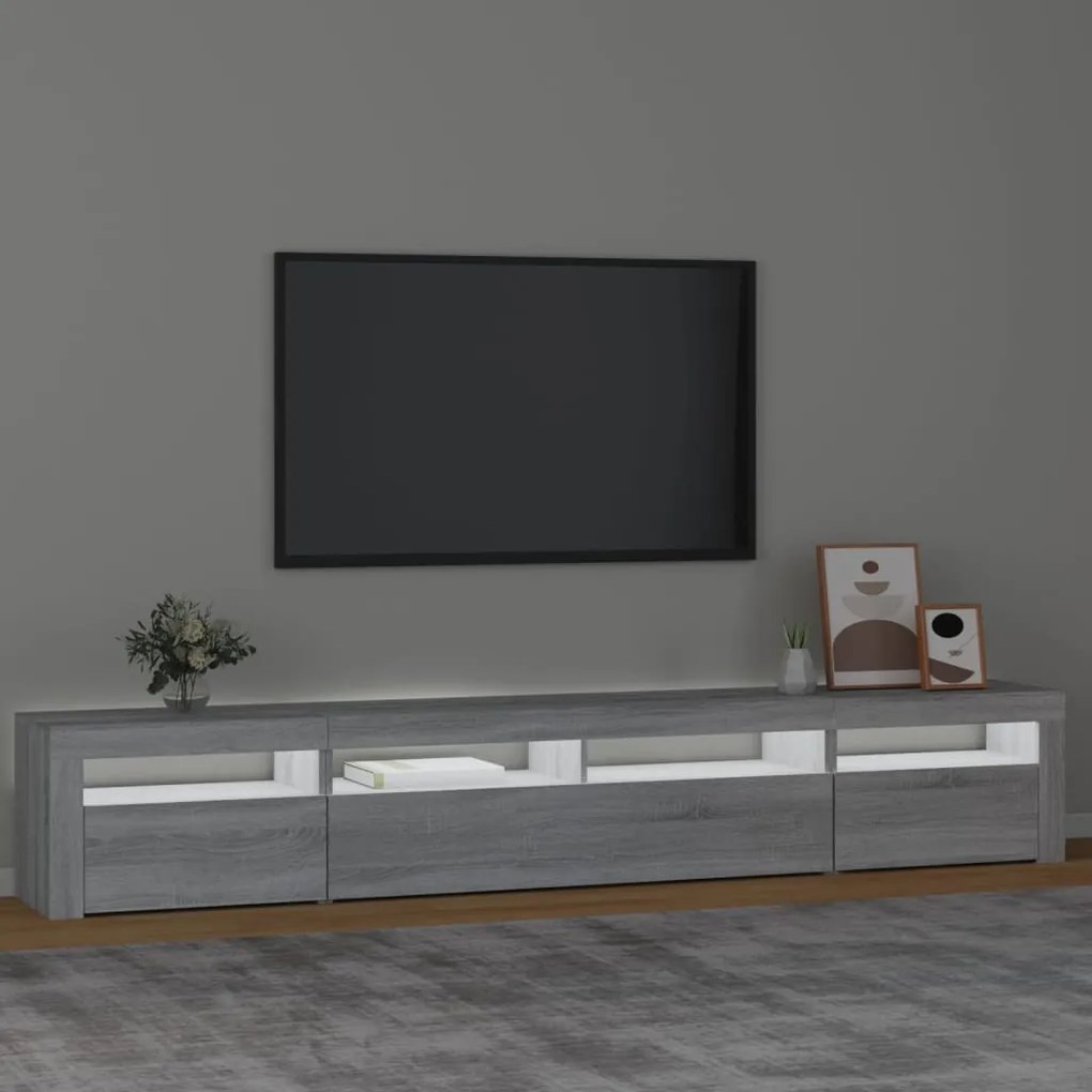 TV skříňka s LED osvětlením šedá sonoma 240x35x40 cm 3152728