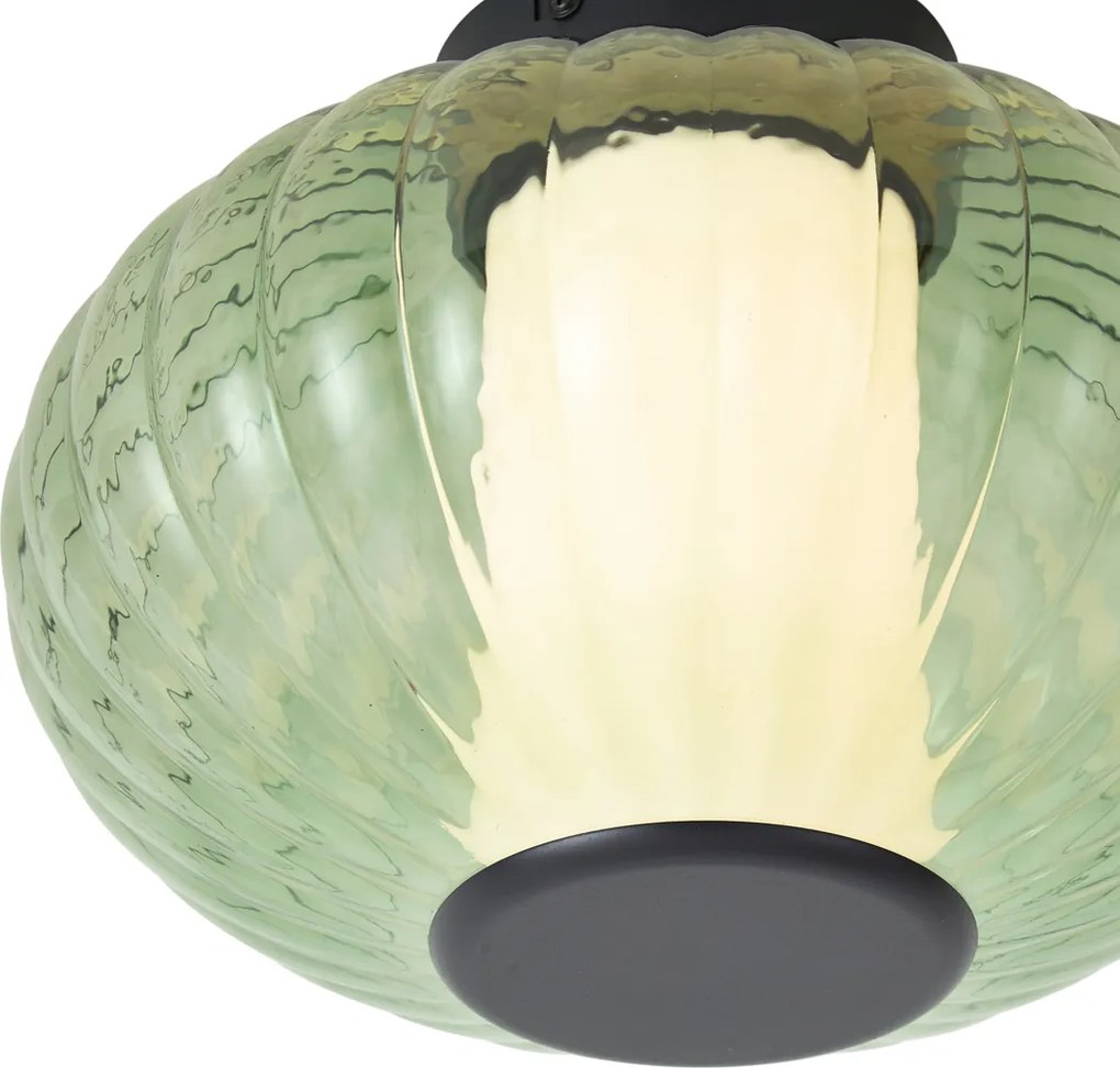 Designové stropní svítidlo černé 28 cm se zeleným sklem vč. LED 3-stupňové stmívatelné - Margherite