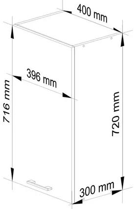 Kuchyňská skříňka OLIVIA W40 H720 - bílá/červený lesk