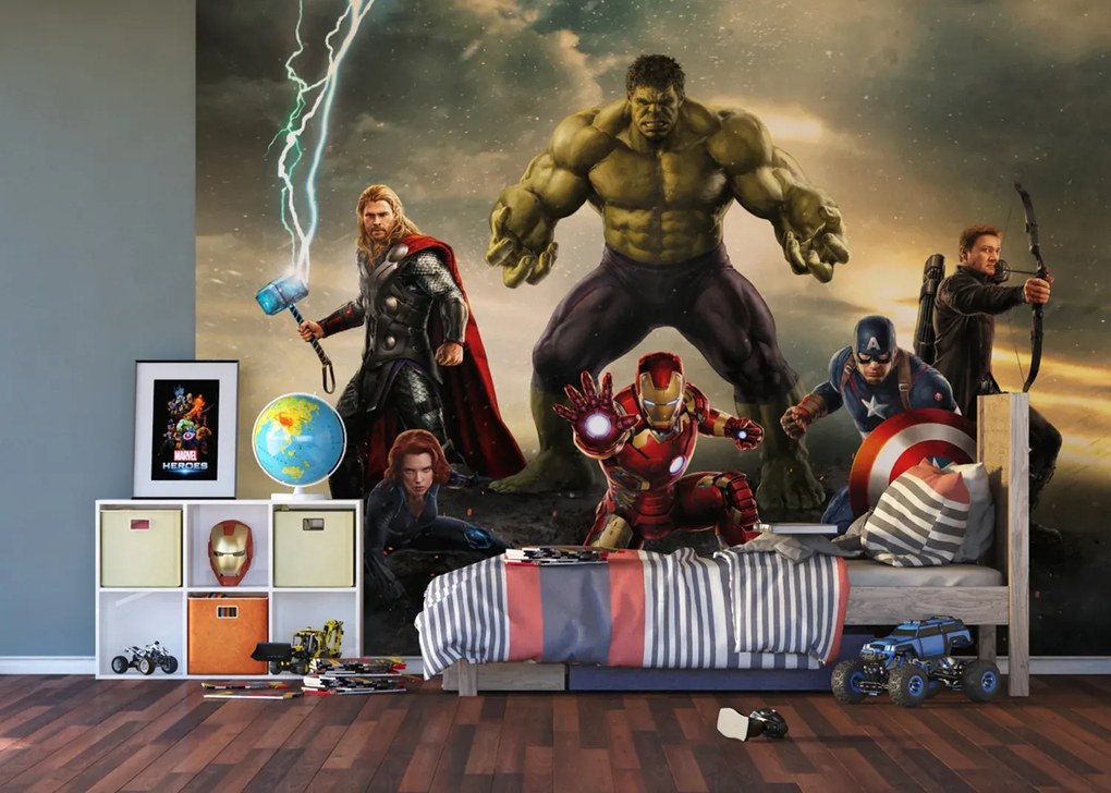 Dětská vliesová fototapeta na zed' Marvel Avengers Připraveni k Bitvě, Disney | 360 x 270 cm | DFTDNXXL 5047