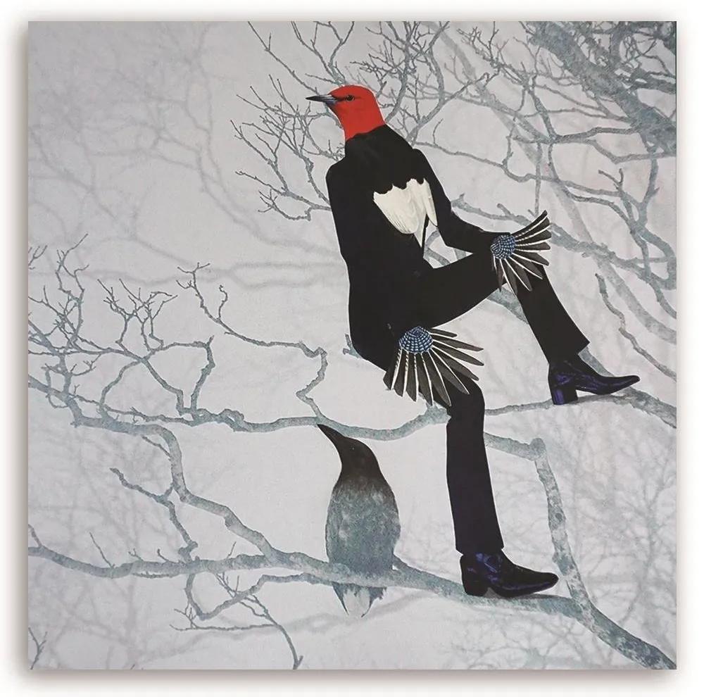 Gario Obraz na plátně Pták v obleku sedící na větvi - Lili Chartrand Rozměry: 30 x 30 cm