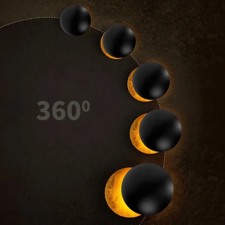 Toolight Toolight, LED nástěnné svítidlo APP1433-W, černá matná-zlatá, OSW-07985