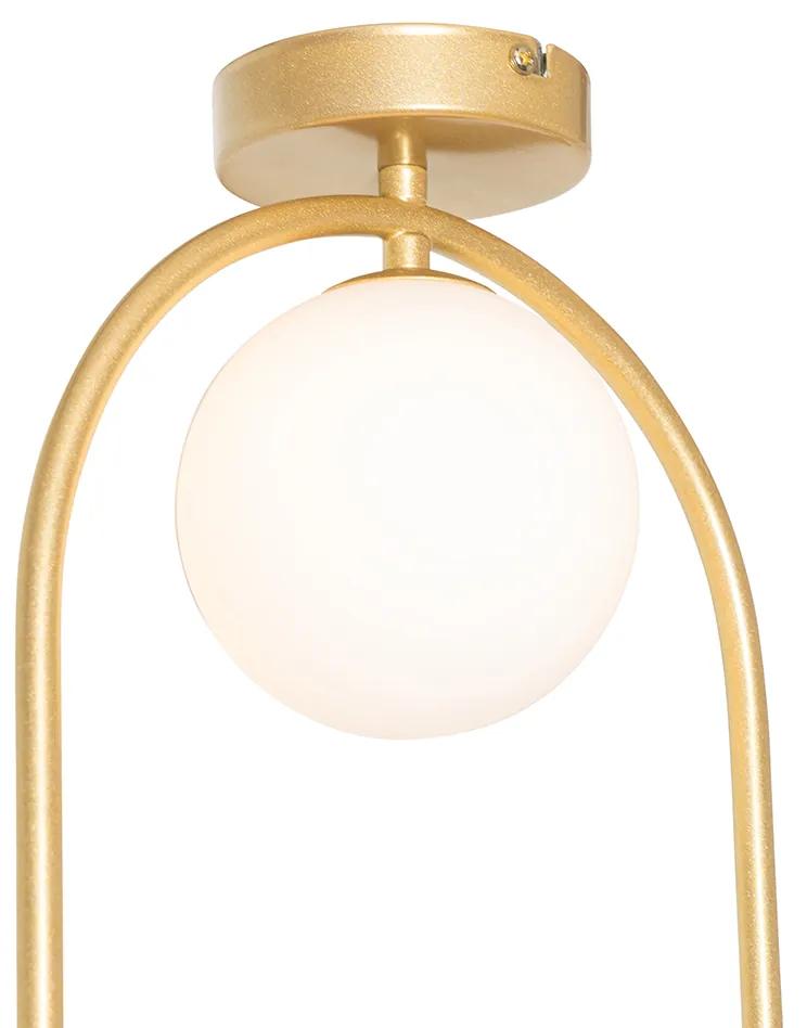 Stropní svítidlo ve stylu Art Deco zlaté s bílým sklem - Isabella
