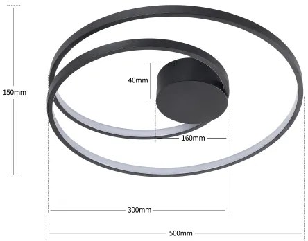 Brilagi- LED Stmívat. stropní svítidlo TWISTER LED/48W/230V pr. 50 cm černá +DO