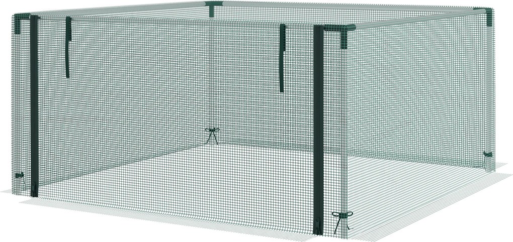 Zahradní síť proti hmyzu Outsunny s dvířky na zip 1,25x1,25 m z oceli odolná proti větru v zelené barvě pro zahradu a terasu | Aosom.de