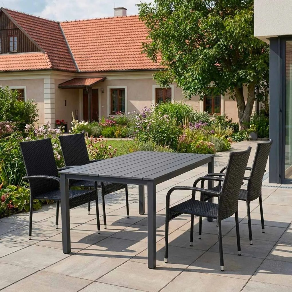 Vikio Zahradní ratanový set 150x90 pro 4 osoby DT255-S šedý