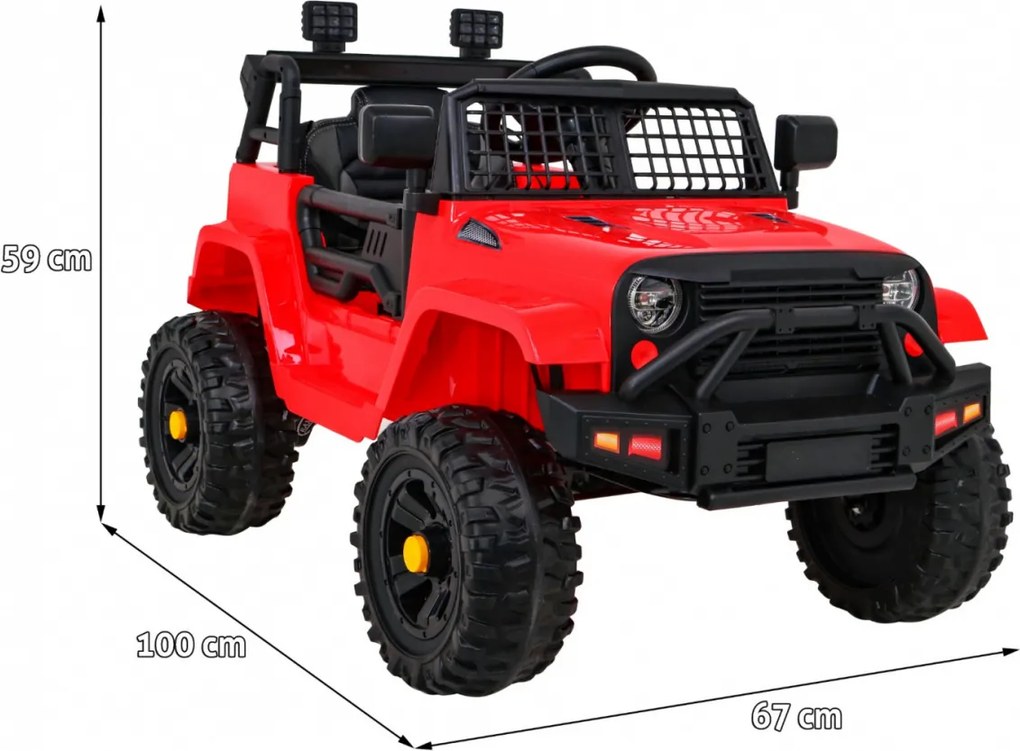 Ramiz Autíčko Jeep Dark Night na baterie pro děti červené + pomalý start + EVA kola + LED audio
