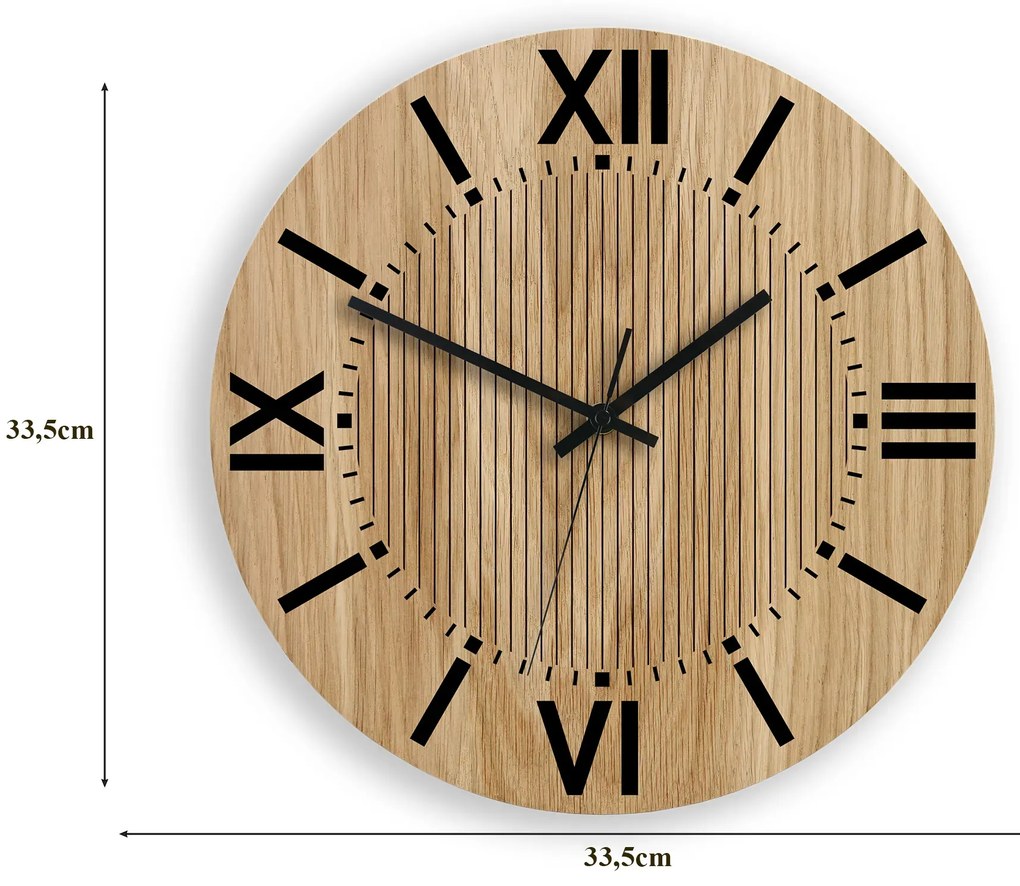 Dřevěné nástěnné hodiny Santiago 33 cm dub přírodní/černé