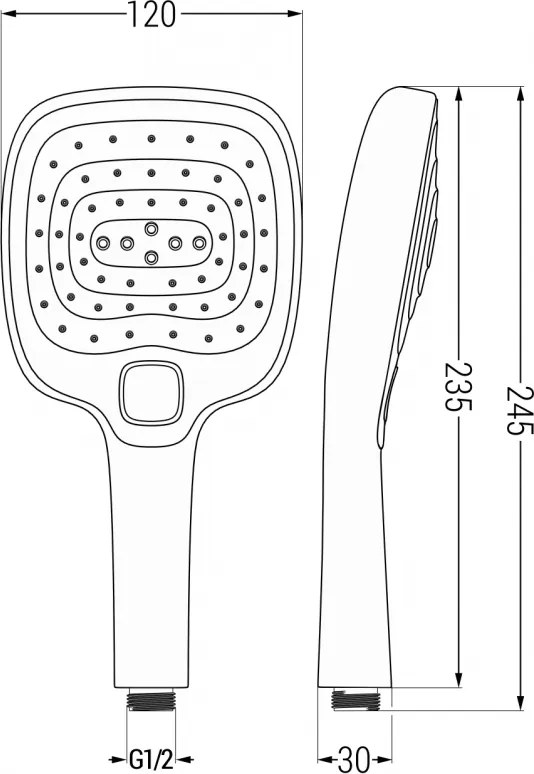 Mexen příslušenství - hlavice ruční sprchy Oval R-17, 3-funkce, chromová-bílá, 79517-02