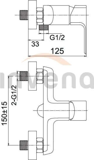 Invena Nyks, nástěnná vanová baterie bez sprchové sady, chrom lesklý, INV-BW-28-001-S