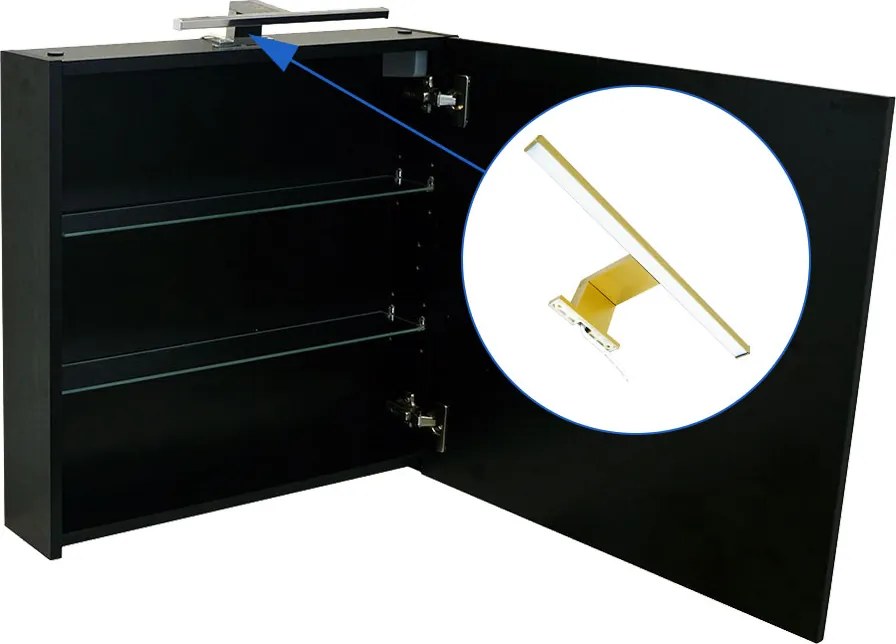 Comodo Zrcadlová skříňka Amata B 60 ZS LED-G s osvětlením Any LED 30 G, zlatá