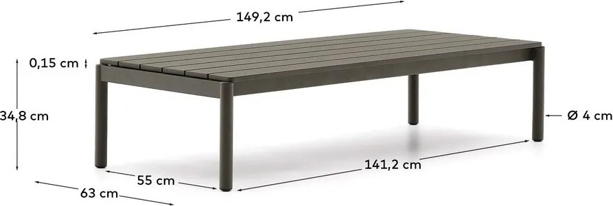Kovový zahradní konferenční stolek 63x149 cm Sorells – Kave Home