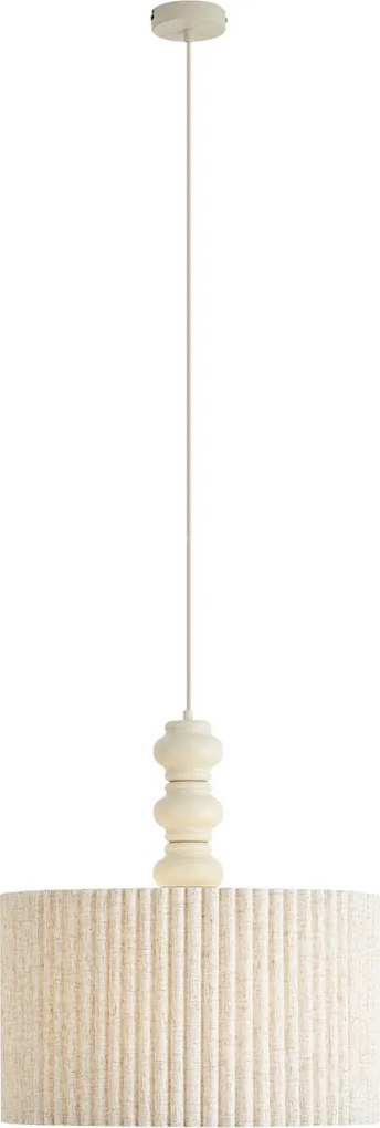 Závěsné svítidlo Japandi béžové s lněným stínidlem 50 cm - Fedde