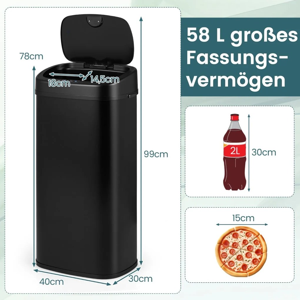Costway 68 L Automatický odpadkový koš se senzorem a dvouzónový inteligentní
