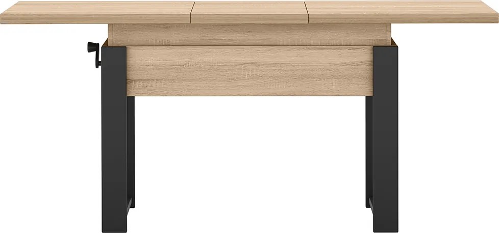 Rozkládací polohovací konferenční stolek HOGO 3v1 | 120-157x62,5-74,5x67 cm | síla horní desky 32 mm | dub sonoma/černé nohy