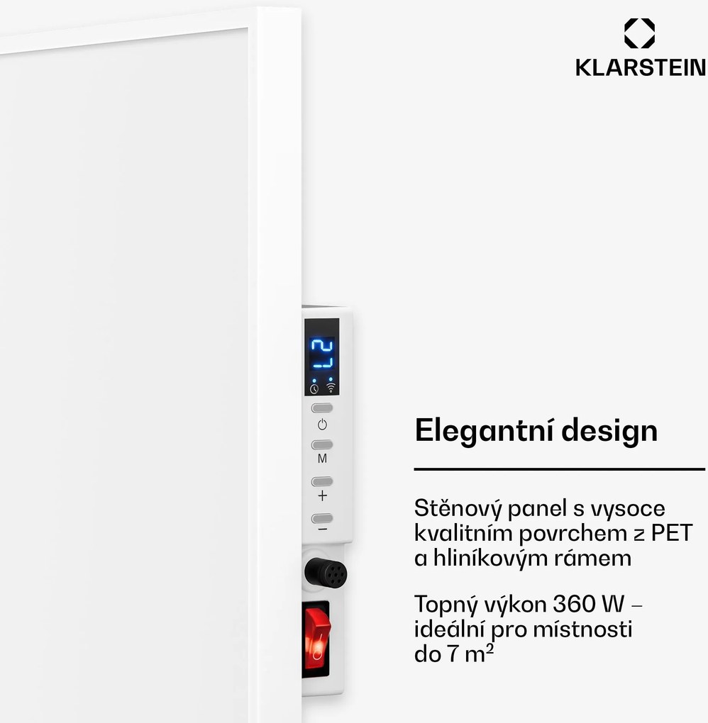 Klarstein Wonderwall 360 Smart, infračervený ohřívač, 60 x 60 cm, 360 W, časovač, IP24, bílý
