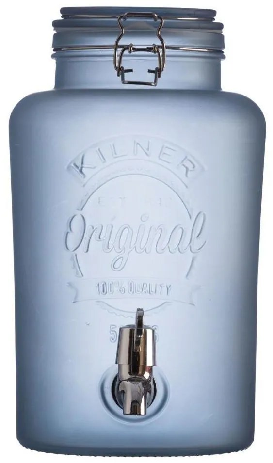 KILNER Nádoba na limonádu KILNER Blue Frosted 5 l, modrá barva, sklo, kov