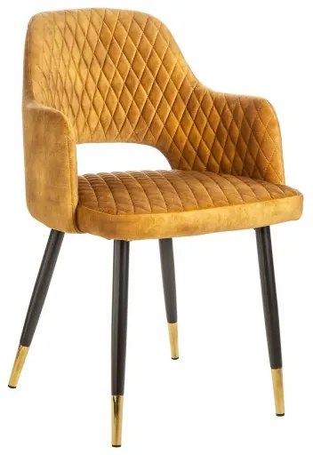 Židle Paris dekorativní prošívání sametově hořčicově žlutá/ 40573
