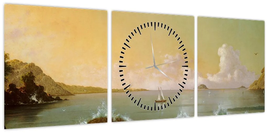 Obraz - Martin Johnson Heade, Rio de Janeiro Bay, reprodukce (s hodinami) (90x30 cm)
